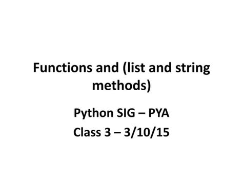 Functions List And String Methods Pptx Programming Languages