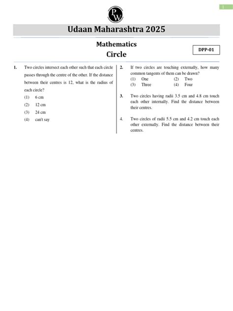 Circle Dpp 01 Of Lec 02 Udaan Maharashtra 2025 Pdf