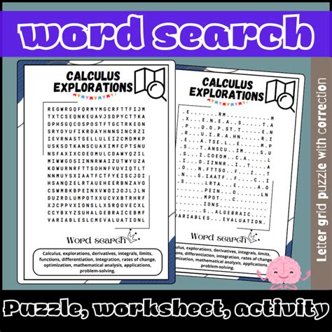 Calculus Explorations Word Search Puzzle Worksheet Activity Made By