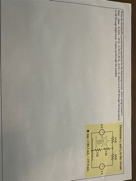 Solved Write The Kirchhoffs Current Loop Equations For The