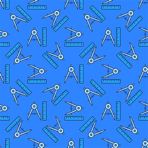 Premium Vector Ruler And Compass Vector Mathematics Tools Blue Seamless Pattern