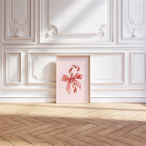 Candy Cane Poster Girly Christmas Poster Pink Christmas Poster Coquette Christmas Poster