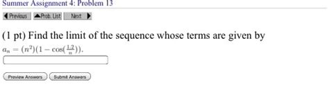 solved find the limit of the sequence whose terms are given