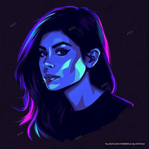 Ai创作图故障艺术 头像画 霓虹灯发光小女孩 黑酷插画 人物头像插画 写实人物插画 人物头像美女插画 写实肖像 女生头像设计 板绘人像 人像插画 美女潮流插画 面霓虹灯 人像海报 荧光配色