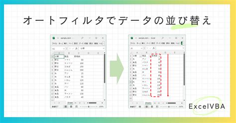 【excel Vba】オートフィルタでデータの並び替え（ソート）を行う方法複数条件で並び替え ゆるっと自動化