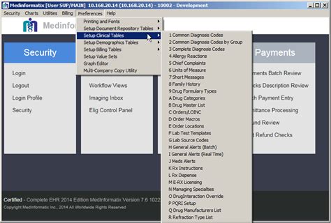 Clinical Setup Tables