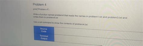 Solved Printproblem 4 Write A Function Named Problem4