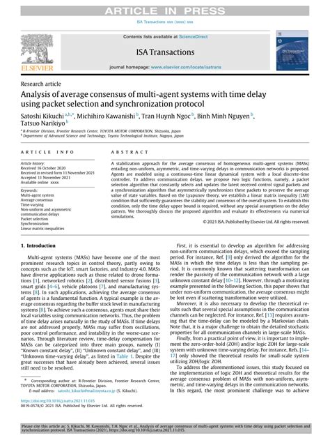 Pdf Analysis Of Average Consensus Of Multi Agent Systems With Time Delay Using Packet