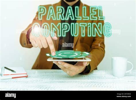 Conceptual Display Parallel Computing Concept Meaning Simultaneous Calculation By Means Of