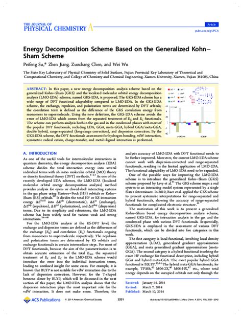 pdf energy decomposition scheme based on the generalized kohn sham scheme