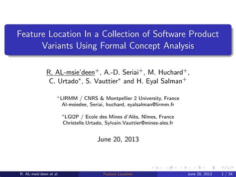 Feature Location In A Collection Of Software Product Variants Using Formal Concept Analysis