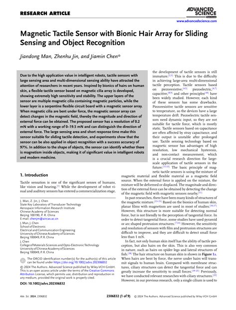 Pdf Magnetic Tactile Sensor With Bionic Hair Array For Sliding