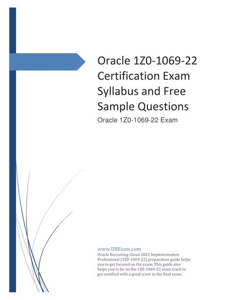 Ppt Oracle 1z0 1069 22 Certification Exam Syllabus And Free Sample Questions Powerpoint