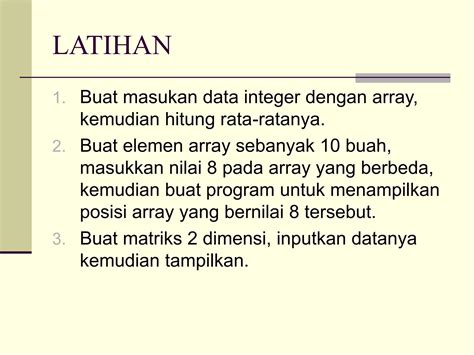 Konsep Array Dan Implementasi Dalam Bahasa Pemrograman C PPT