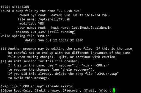 vim打开脚本时出现e325 attention vim attention csdn博客