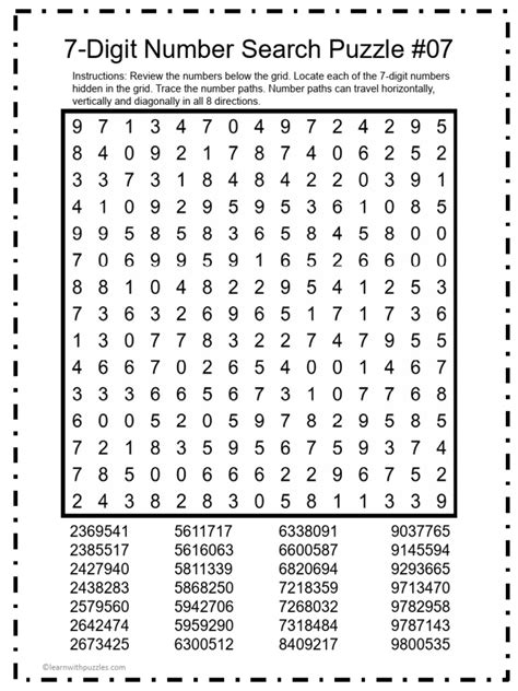 7 Digit Number Search 07 Pdf