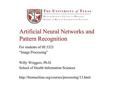 Lecture Artificial Neural Networks And Pattern Recognition Ppt