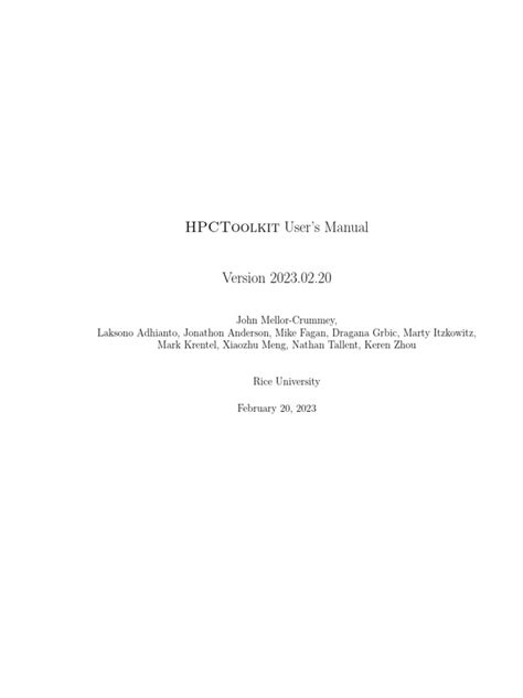 Hpctoolkit Users Manual Pdf