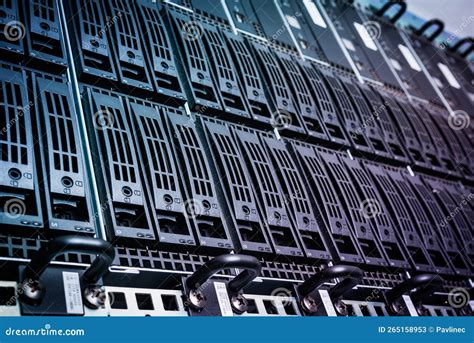 Cluster Of Data Storage Ssd Hard Drives Inside Server Rack Stock Image Image Of Blue Array