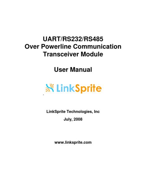 User Manual For Linksprite Technologies Uartrs232rs485 Over Powerline Communication