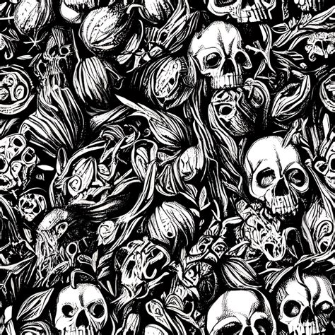 Othic Macabre Dark Fantasy Seamless Pattern 3d Effect 3d Vector · Creative Fabrica