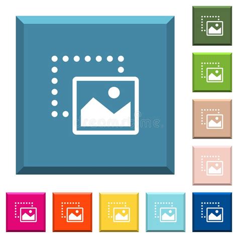 Drag Image To Bottom Right White Icons On Edged Square Buttons Stock Vector Illustration Of