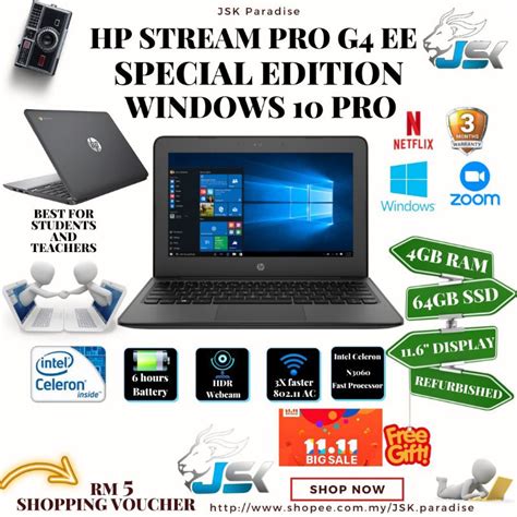 Laptop Hp Stream Pro G Ee Celeron N Gb Ram Gb Ssd Shopee Malaysia