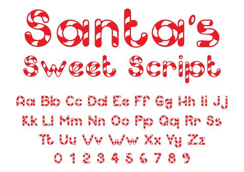 Candy Font Svg Santas Sweet Script Christmas Font Svg Candy Cane