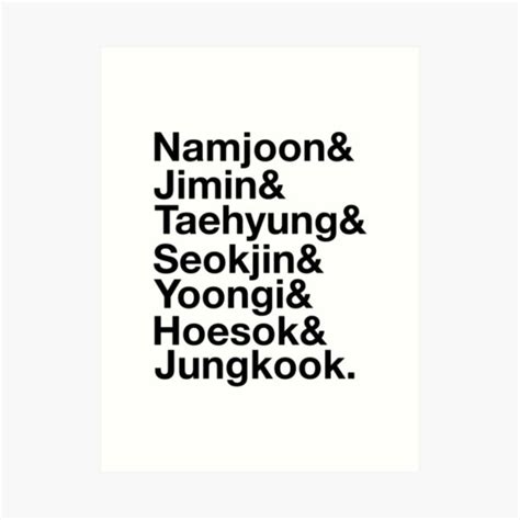 Bts Names Art Prints Redbubble