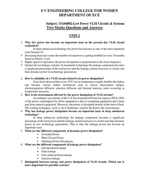 Analysis Of Low Power Vlsi Circuit Design Techniques And Concepts Based