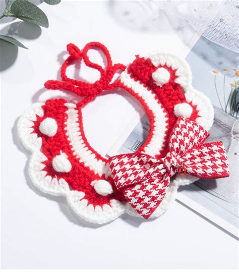 Badu Bg Луксозна дизайнерска плетена яка за куче с връзки Ягода Персонализирана котешка огърлица