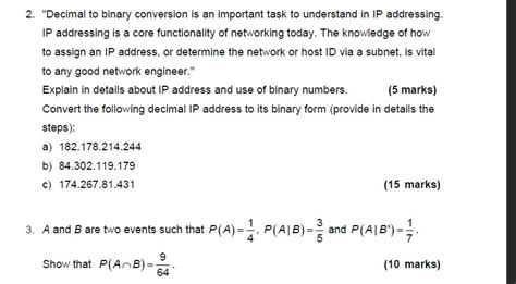 Solved 2 Decimal To Binary Conversion Is An Important Task Chegg