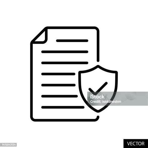 개인 정보 보호 정책 흰색 배경에 격리 된 선 스타일 디자인의 유효한 문서 개념 벡터 아이콘 편집 가능한 스트로크 아이콘에 대한 스톡 벡터 아트 및 기타 이미지 Istock