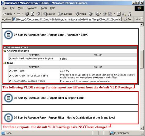 Kb12444 How To Create A List Of Reports With Vldb Settings Different