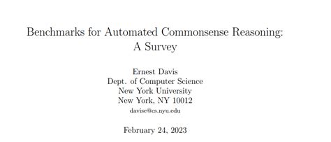 Chatgpt 《自动常识推理的基准：综述》纽约大学2023年71页长综述论文 专知vip