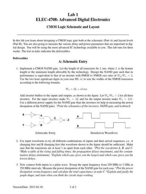 Lab 1 Elec 4708 Advanced Digital Electronics Cmos Logic Schematic And Layout Pdf Cmos