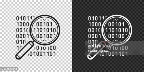 Magnifying Glass With Binary Code Icon For Design On Blank Background