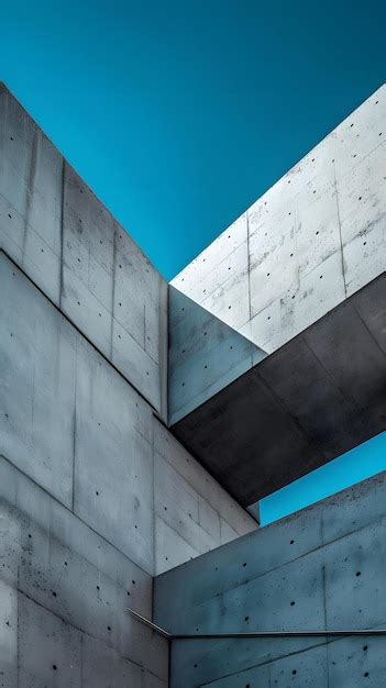 Minimalist Concrete Architecture Design With Blue Sky Background Premium Ai Generated Image