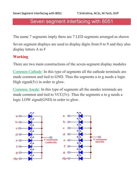 Seven Segment Interfacing With 8051pdf Computer Peripherals Computing