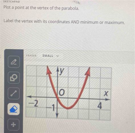 Solved Ske T Ch Pad Plot A Point At The Vertex Of The Parabola Label The Vertex With Its Coord