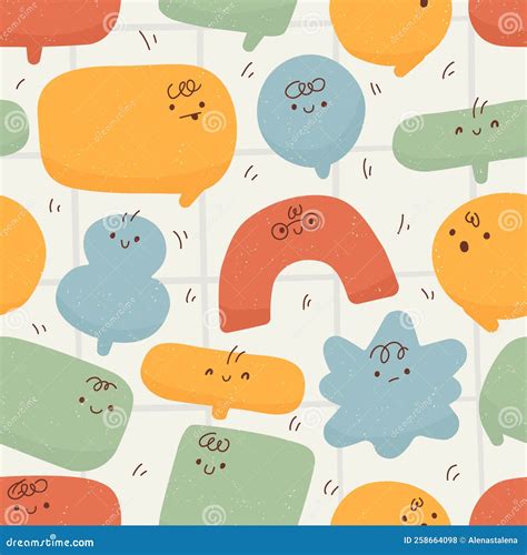 Cute Speech Bubble Character Seamless Pattern Playful Dialog Sticker