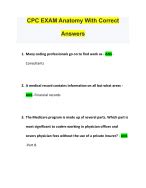 CPC EXAM Anatomy With Correct Answers DocMerit
