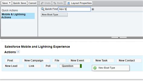 Can´t Add Action To Salesforce Mobile And Lightning Experience Actions