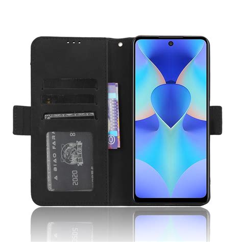 For Tecno Spark Pro K Skin Feel Calf Texture Card Slots Leather Phone Case Black