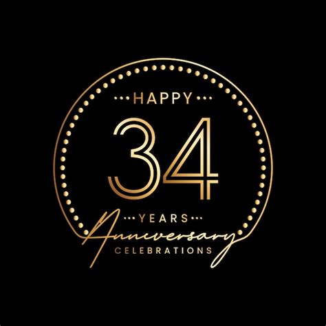 Premium Vector 34th Anniversary Logo With A Simple And Luxurious