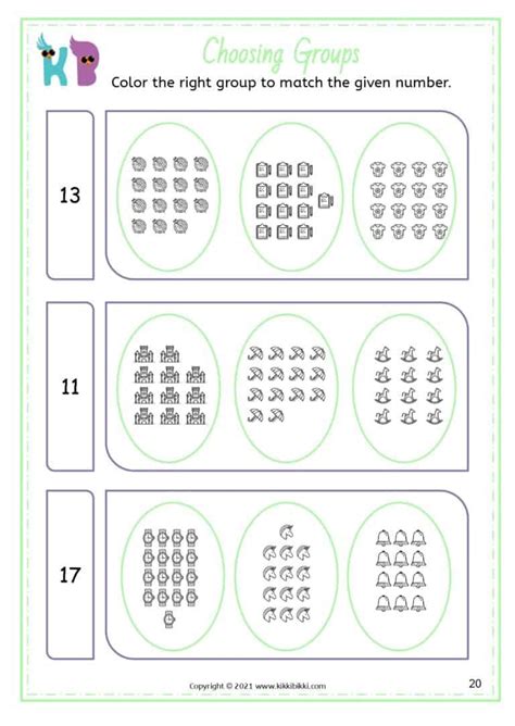 Math Printable Worksheets On Grouping Numbers Upto 20 Math Printable Worksheets On Grouping Numbers Upto 20