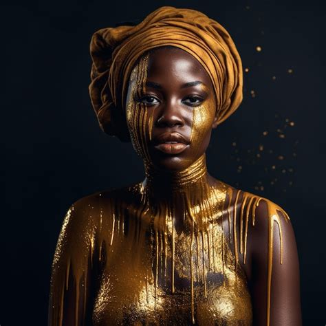 Premium Ai Image Belleza Afroamericana Con Pintura Dorada Con Brillo