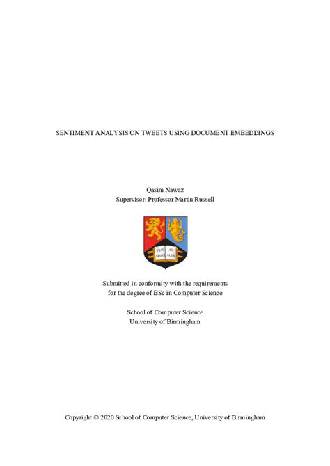 Pdf Sentiment Analysis On Tweets Using Document Embeddings Qasim Nawaz