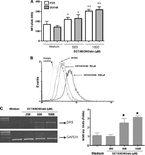 Detanonoate Induces Upregulation Of Dr5 Expression A Pc 3 And Du145
