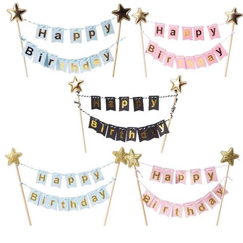 Happy Birthday Banner Cake Topper Birthday Cake Decoration Shopee Malaysia
